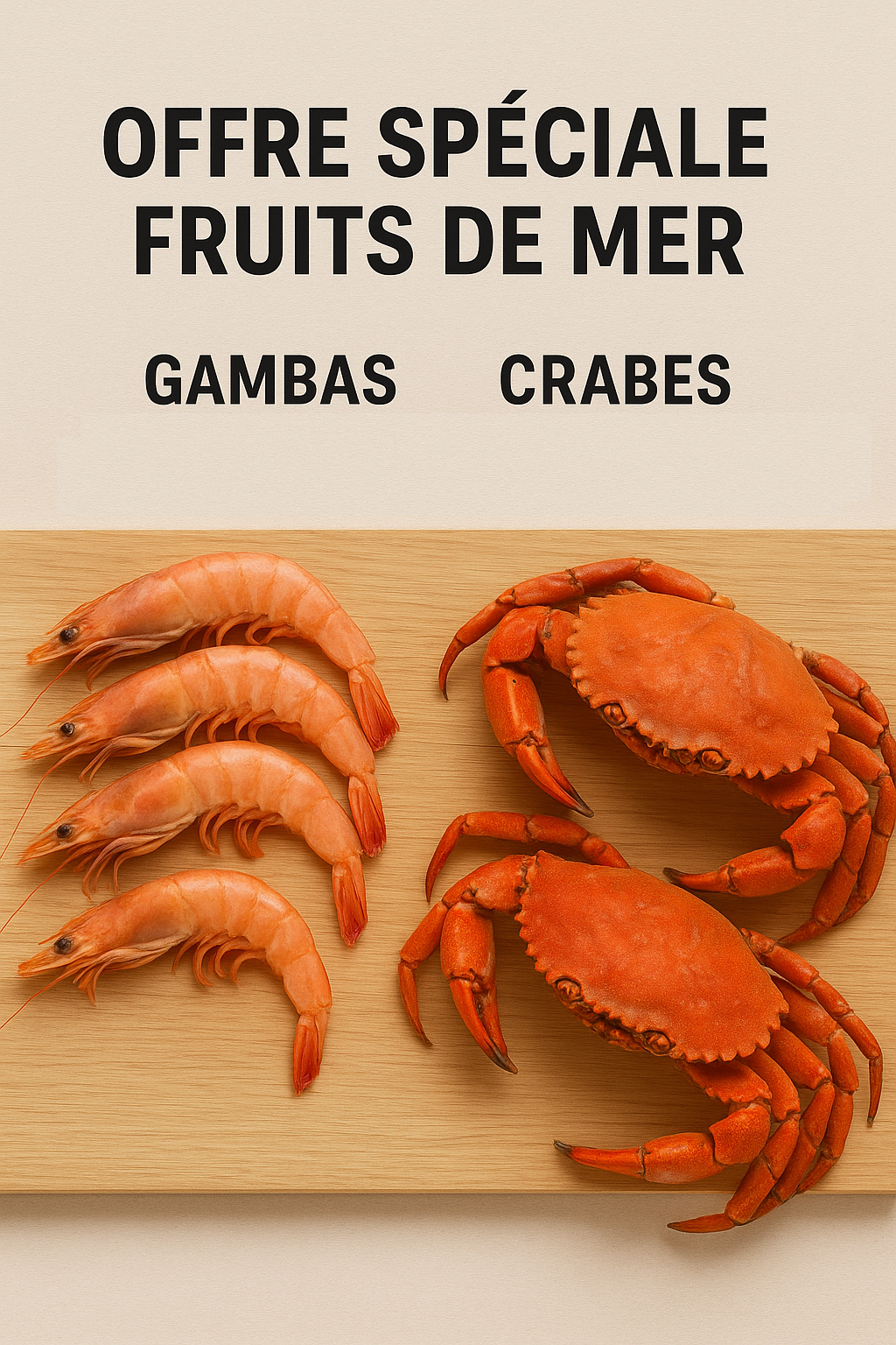 Offre spéciale Fruits de Mer : Gambas / Crabes 🦀 - Cité Sipres Al Azhar